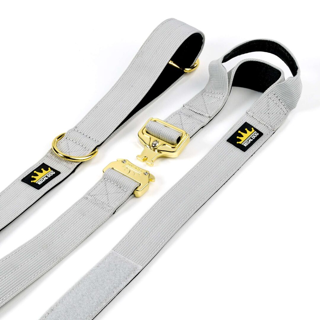 Grey - Gold Series Lead - Frog Clip - REGAL DOG - Tactical Dog Lead
